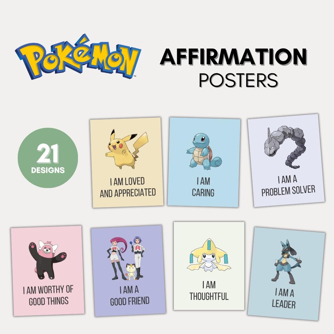 21 Custom Pokemon Affirmation Posters for Kids, Printable, Positive ...