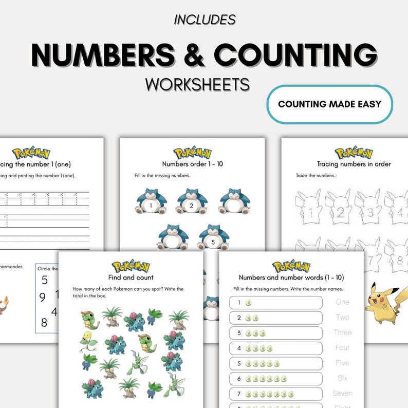 70+ Pokemon Ultimate Worksheet Bundle, Printable Activities, Preschool ...