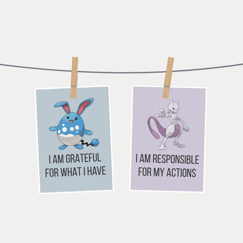 20 Pokemon Affirmation Cards for Kids Printable, Positive Motivational ...