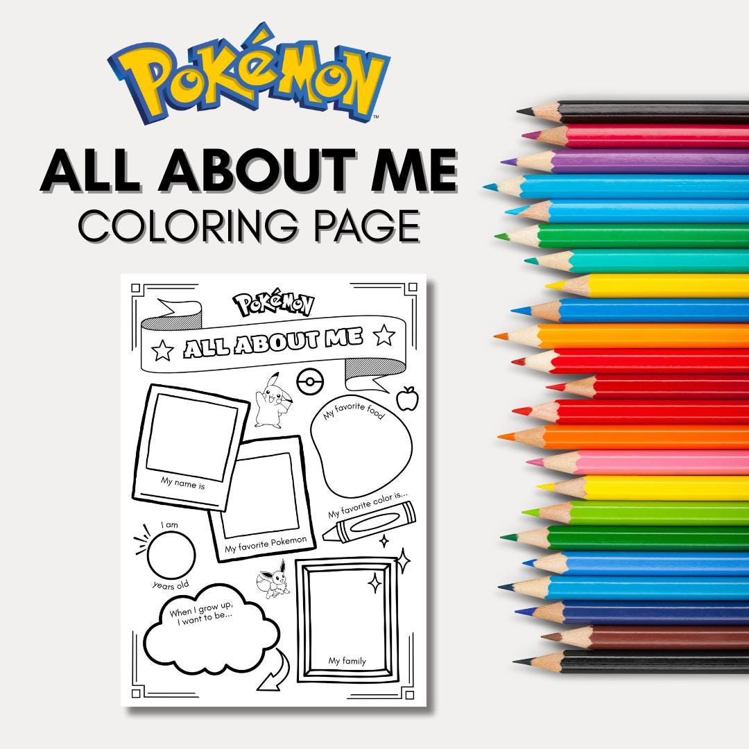 Pokemon All About Me Coloring Page Printable, Back to School, Get to ...