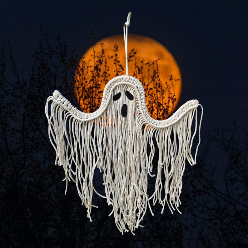 Spooky Halloween Macramé Ghost Wall Art for Gothic Interior - Etsy