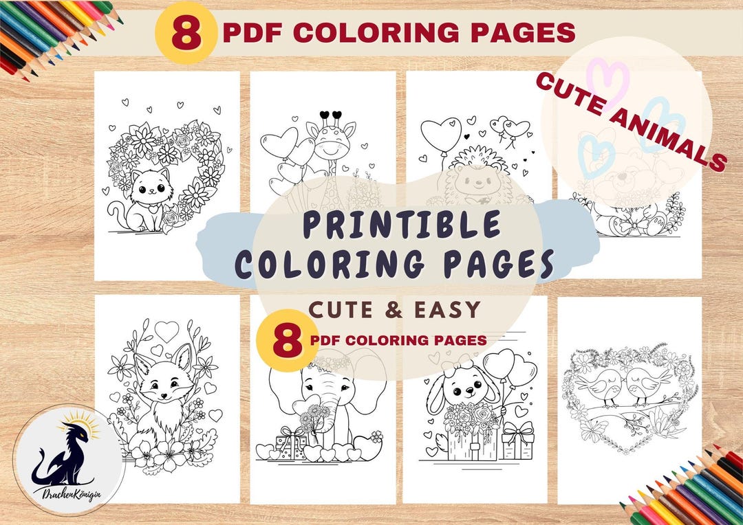 Digital Art, Illustration, Art Print, Color Pages, Cute Animals ...