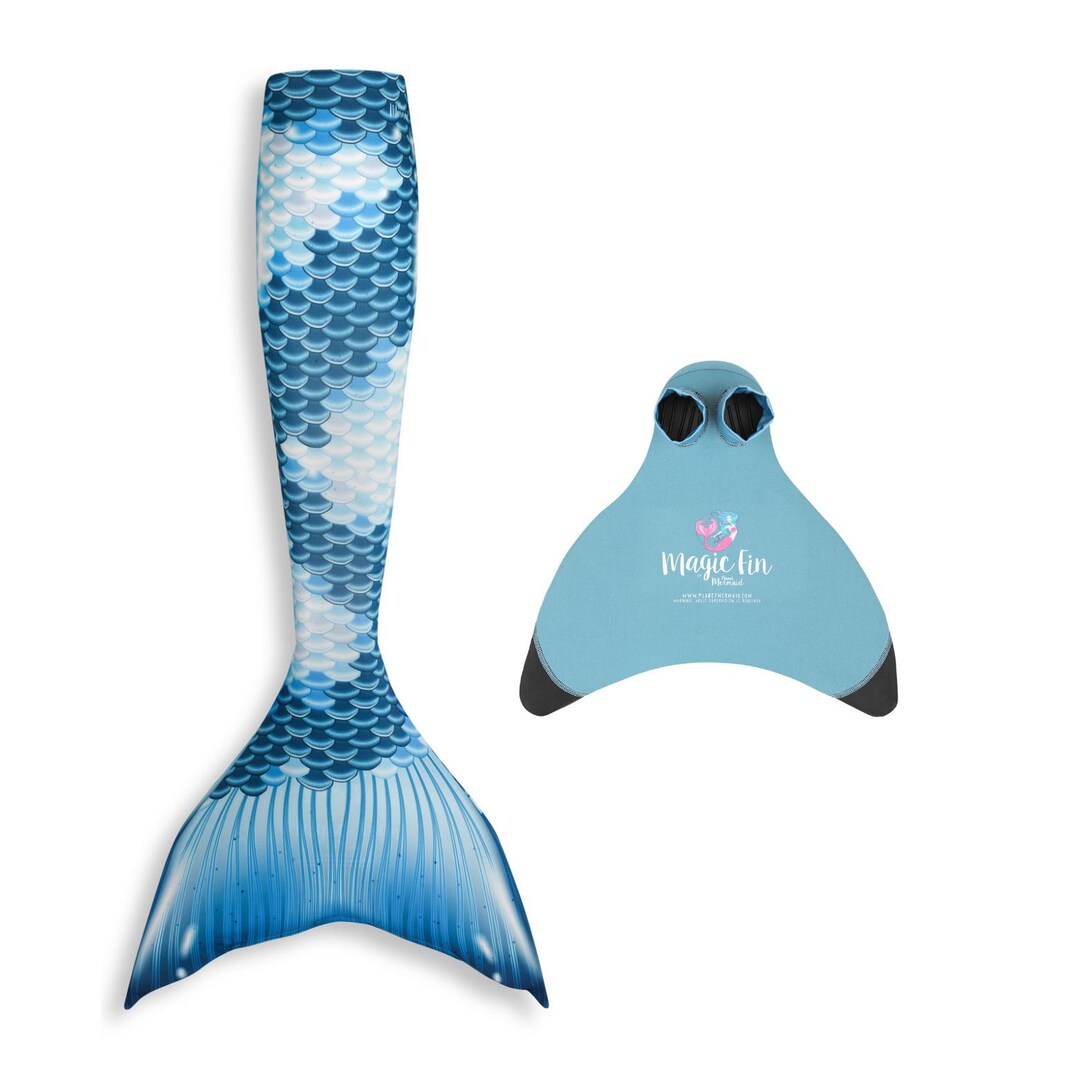 Mermaid Girls Swimmable Mermaid 2 Piece Tail & Blue Magic Fin - Etsy