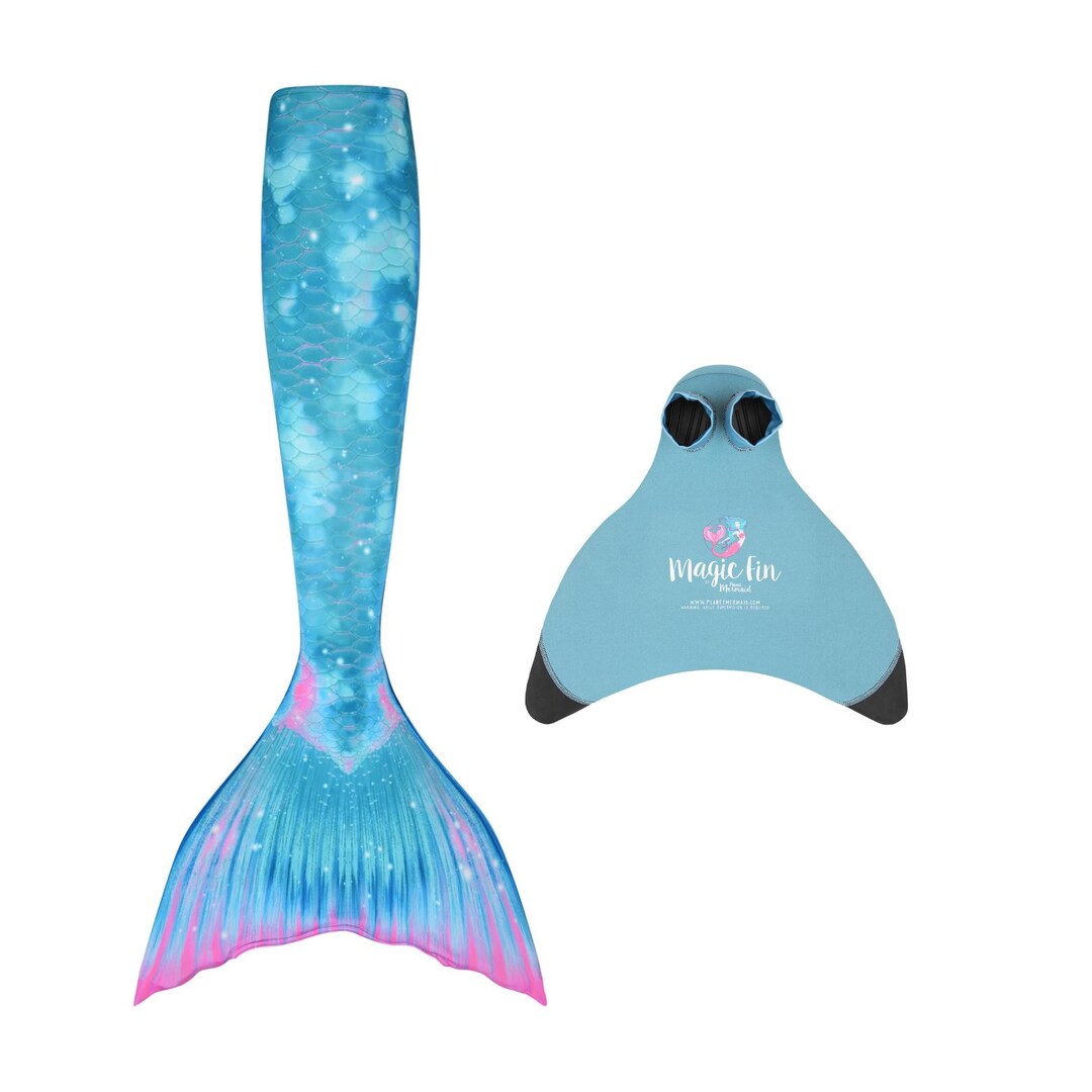 Mermaid Girls Swimmable Mermaid 2 Piece Tail & Blue Magic Fin - Etsy