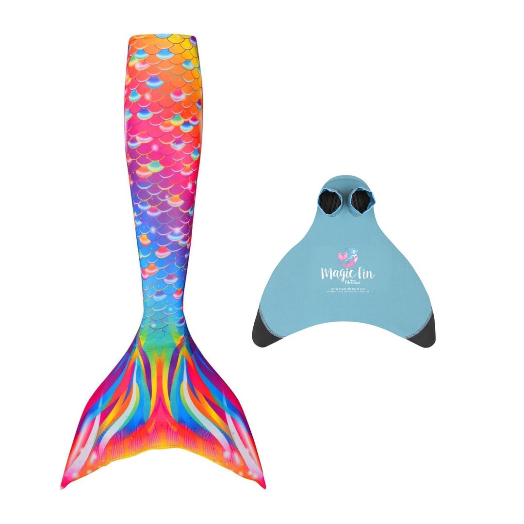 Mermaid Girls Swimmable Mermaid 2 Piece Tail & Blue Magic Fin - Etsy