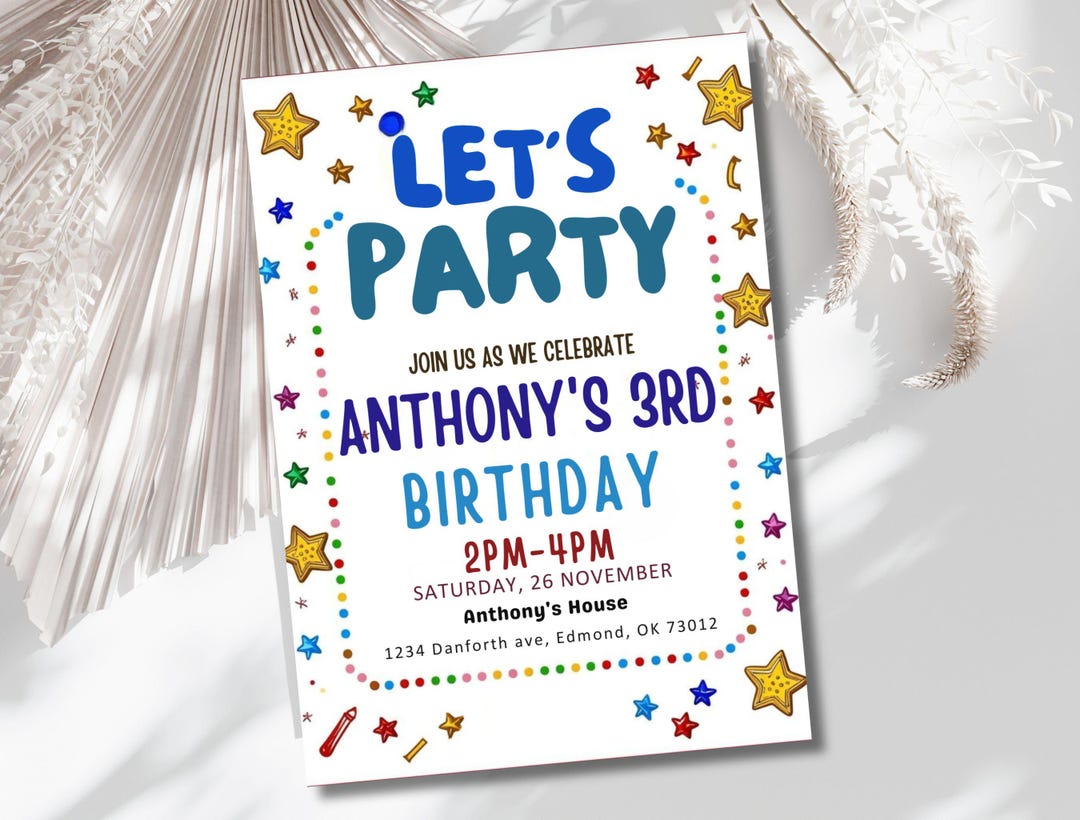 Simple Colorful Birthday Invite, Bright and Cheerful Party, Invitations ...