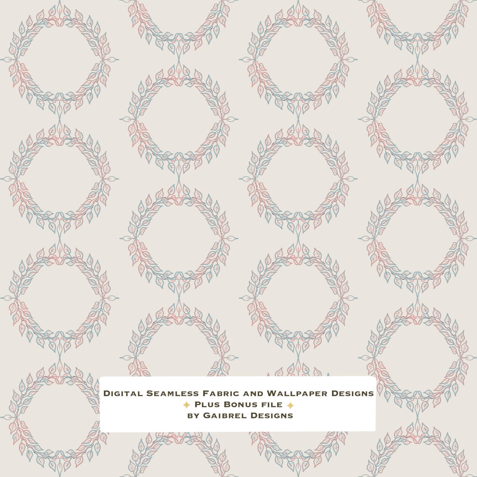 Digital Botanical Wreath Seamless Fabric and Wallpaper Pattern ...