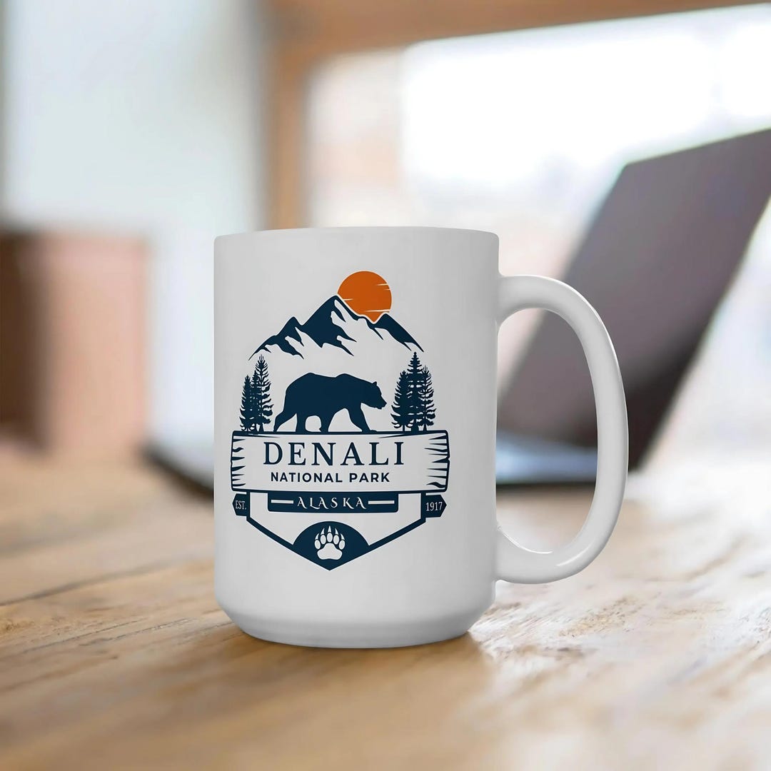 Denali National Park Coffee Mug: Alaska Bear Mountain Scenic Souvenir ...