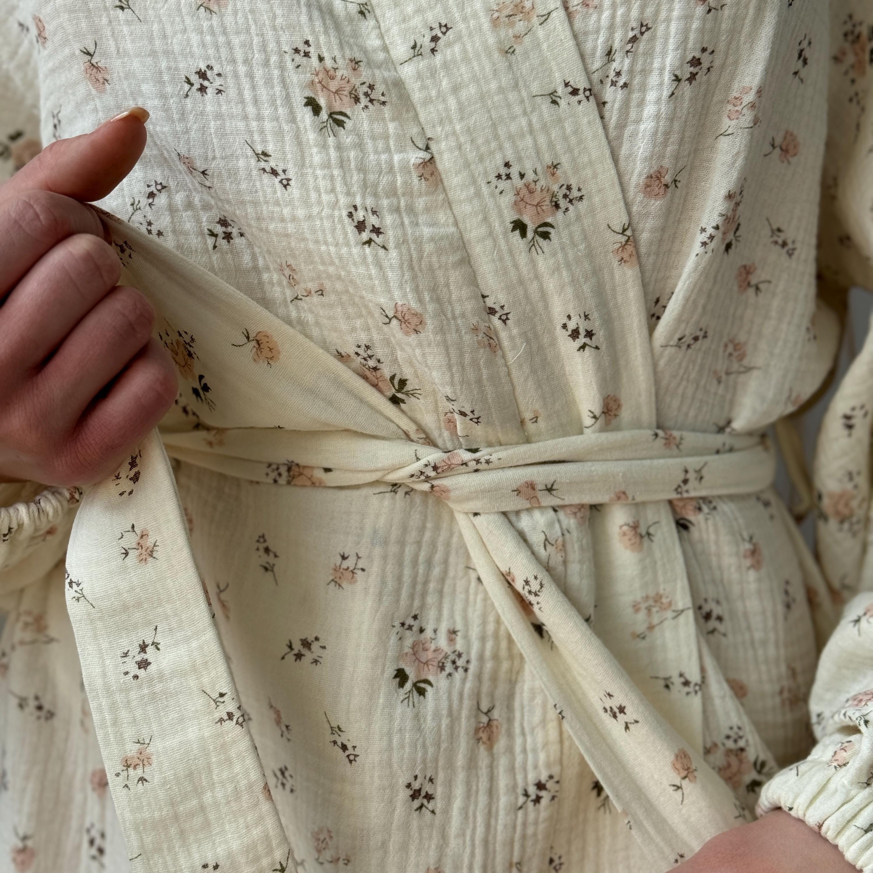 Floral Muslin Bath Robe: Long Cotton Dressing Gown for Sleepwear - Etsy
