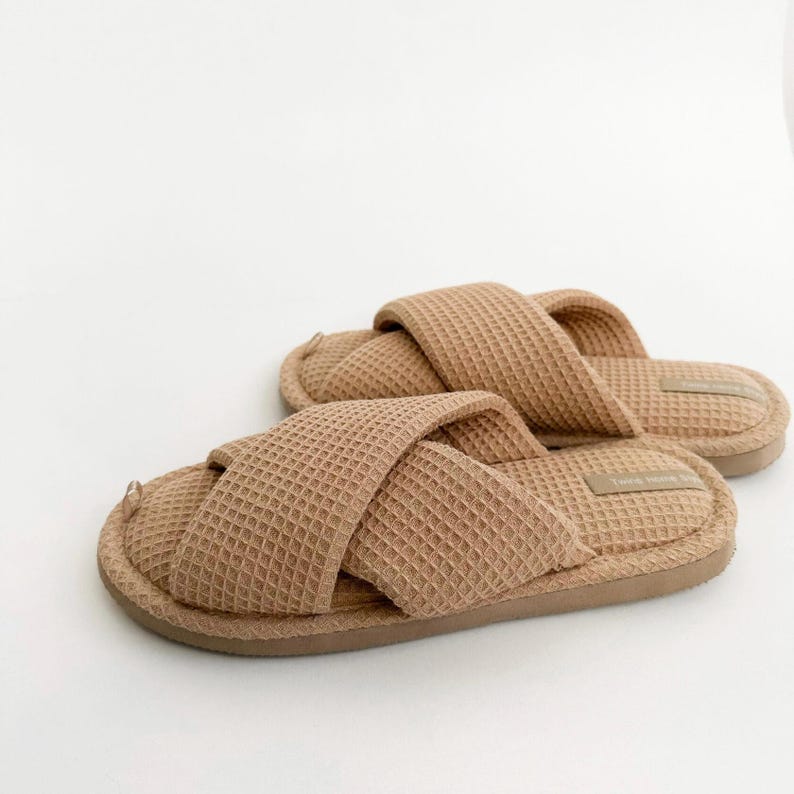Waffle Cross Slippers: Comfortable Indoor House Shoes for Women Guests ...