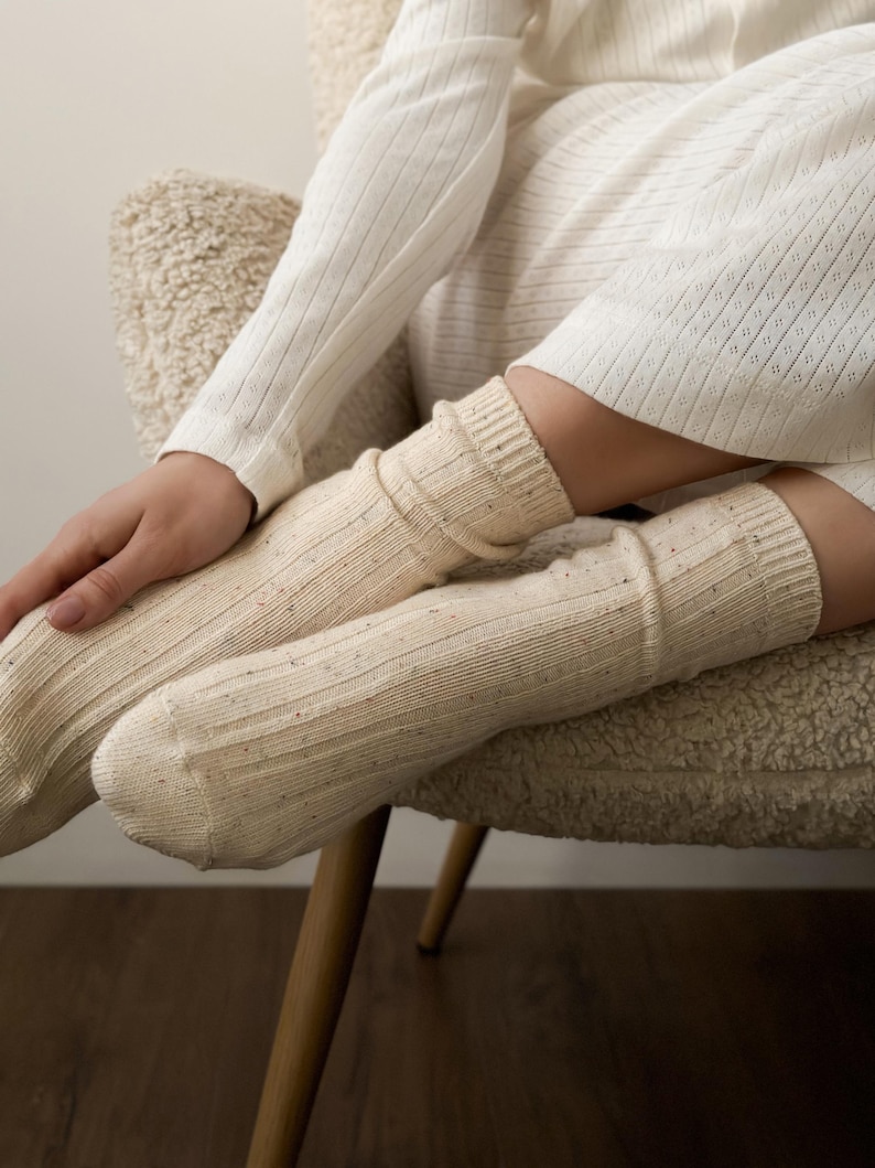 Soft Wool Socks: Ribbed Knit Socks for Women Warm Lounge - Etsy