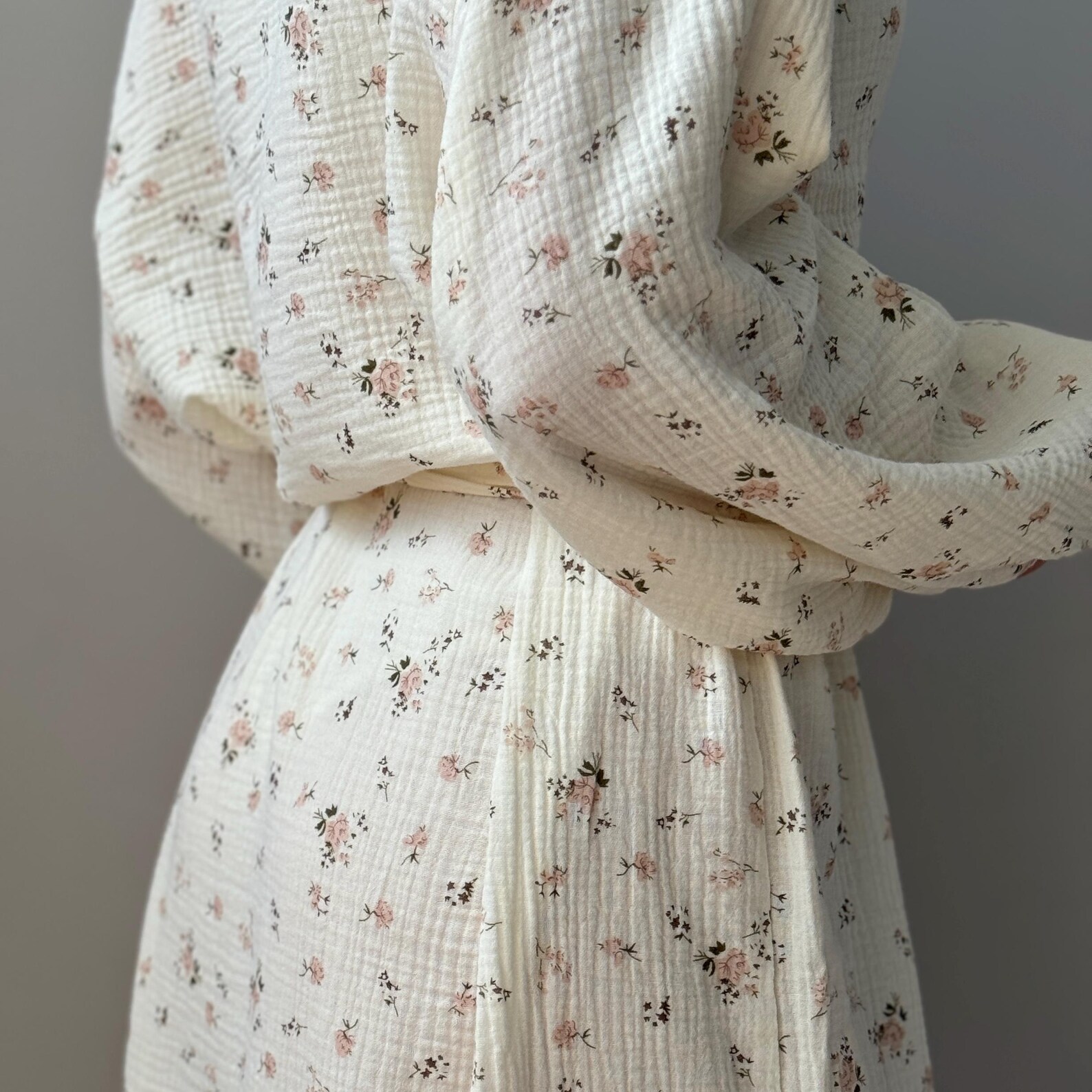 Floral Muslin Bath Robe: Long Cotton Dressing Gown for Sleepwear - Etsy