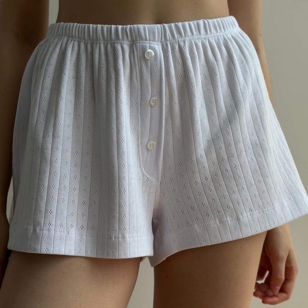 Ribbed Cotton Lounge Shorts: Organic Sleepwear for Women's Homewear - Etsy