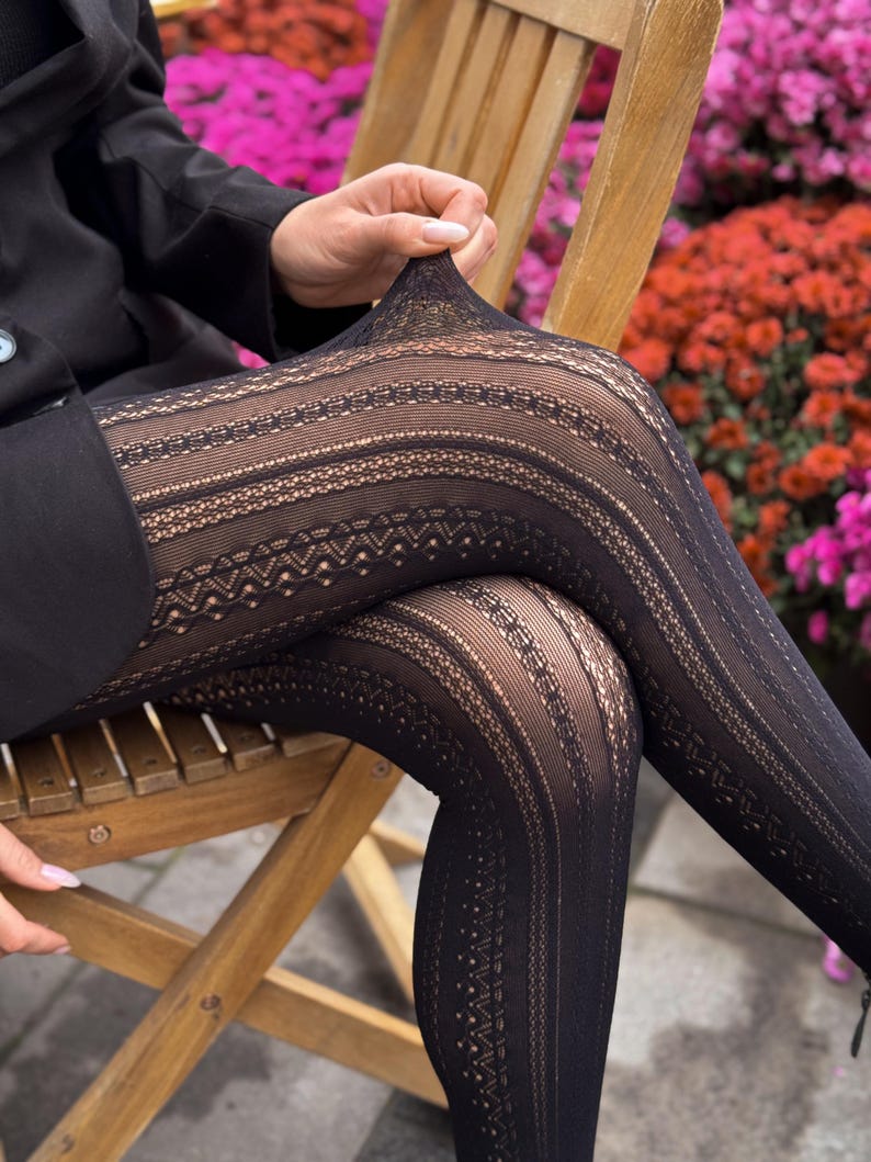 Black Lace Tights: Sheer Patterned Mesh Pantyhose for Statement Hosiery ...
