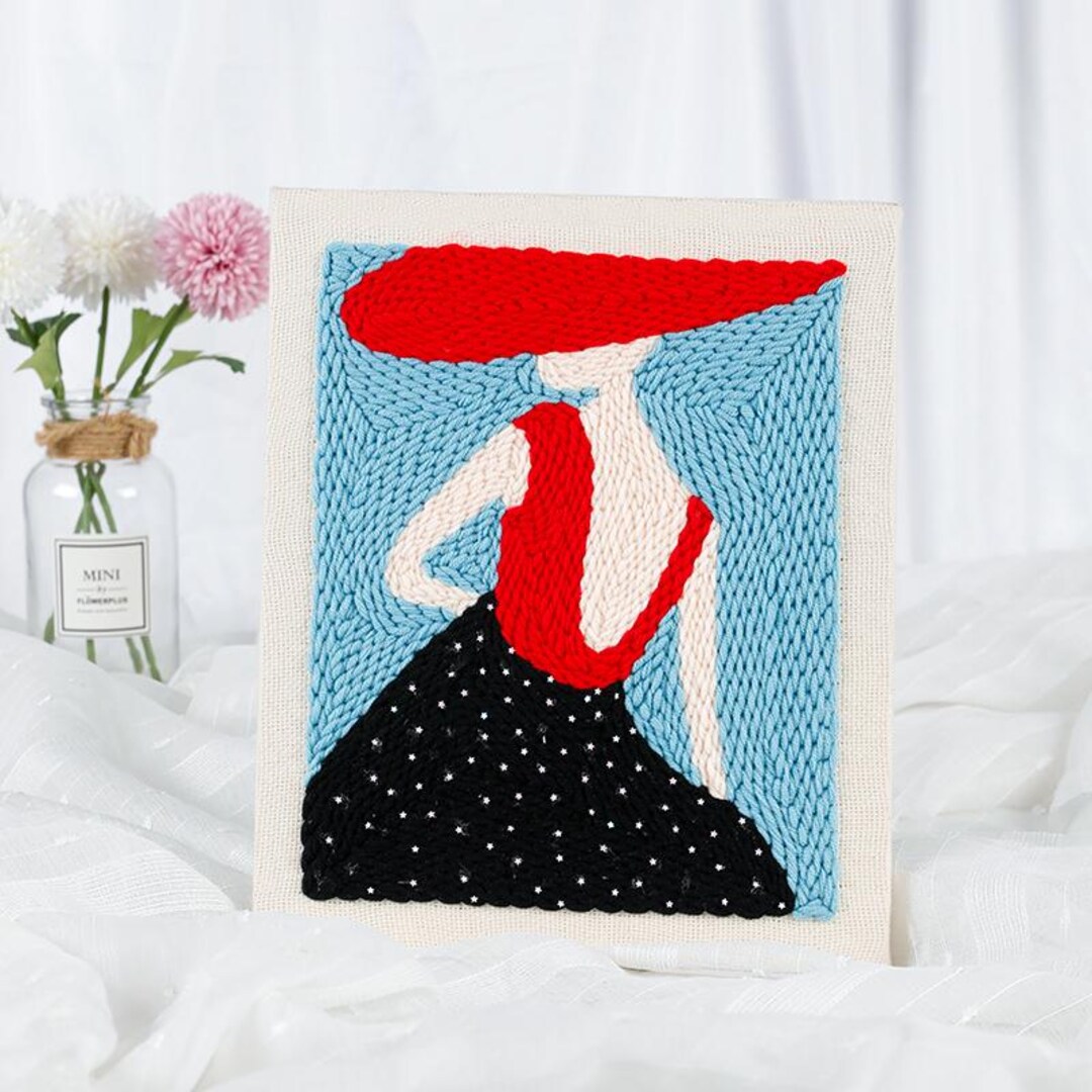 Punch Needle Embroidery Kit: Urban Lady Portrait, DIY Craft Kit With ...