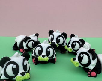 Handmade Panda Figurine With Bamboo – Cute Animal Decor, Collectible ...
