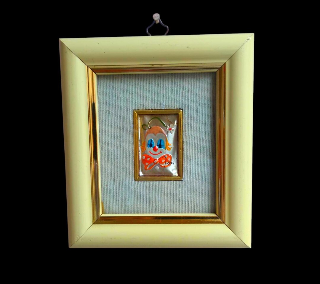 Vintage Italian Pierrot Clown Art Chromolithograph on Real Silver Leaf ...