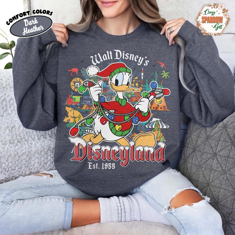 Vintage Disneyland Donald Duck Christmas Sweatshirt - Comfort Colors ...