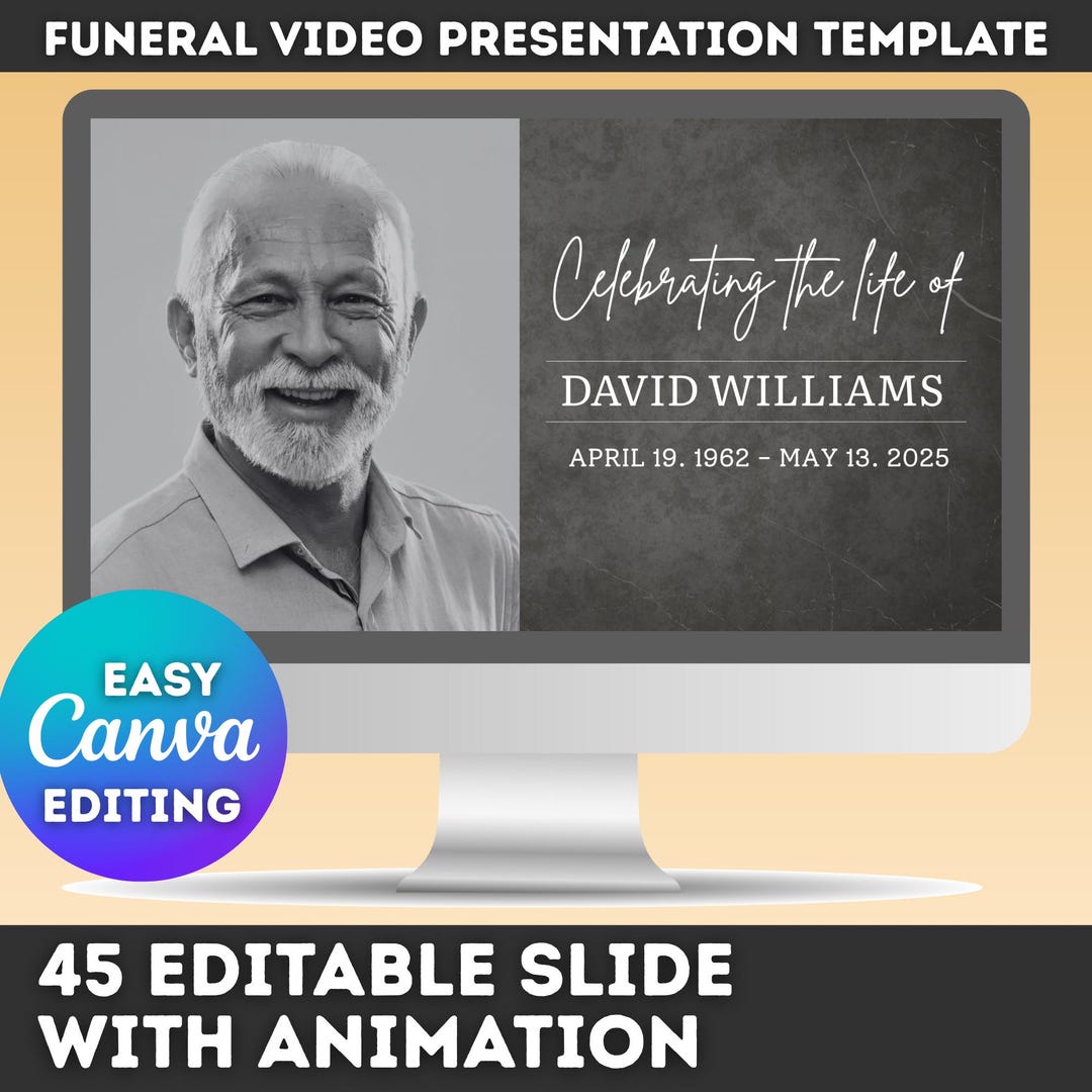 Funeral Slideshow Template | 45 Editable Slides | Celebration of Life ...