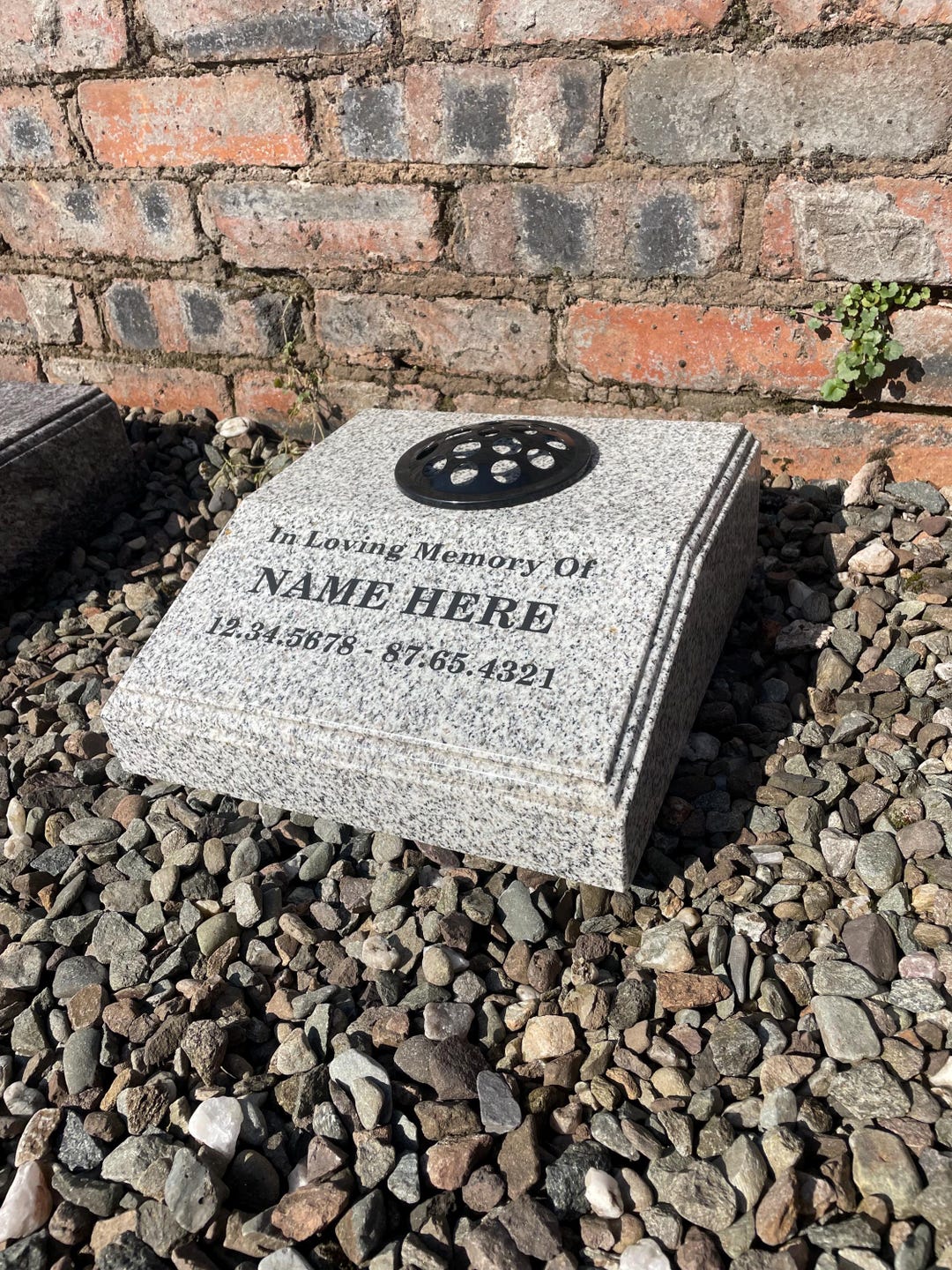 Personalised Light Grey Granite Memorial Desk Marker With Vase - Etsy
