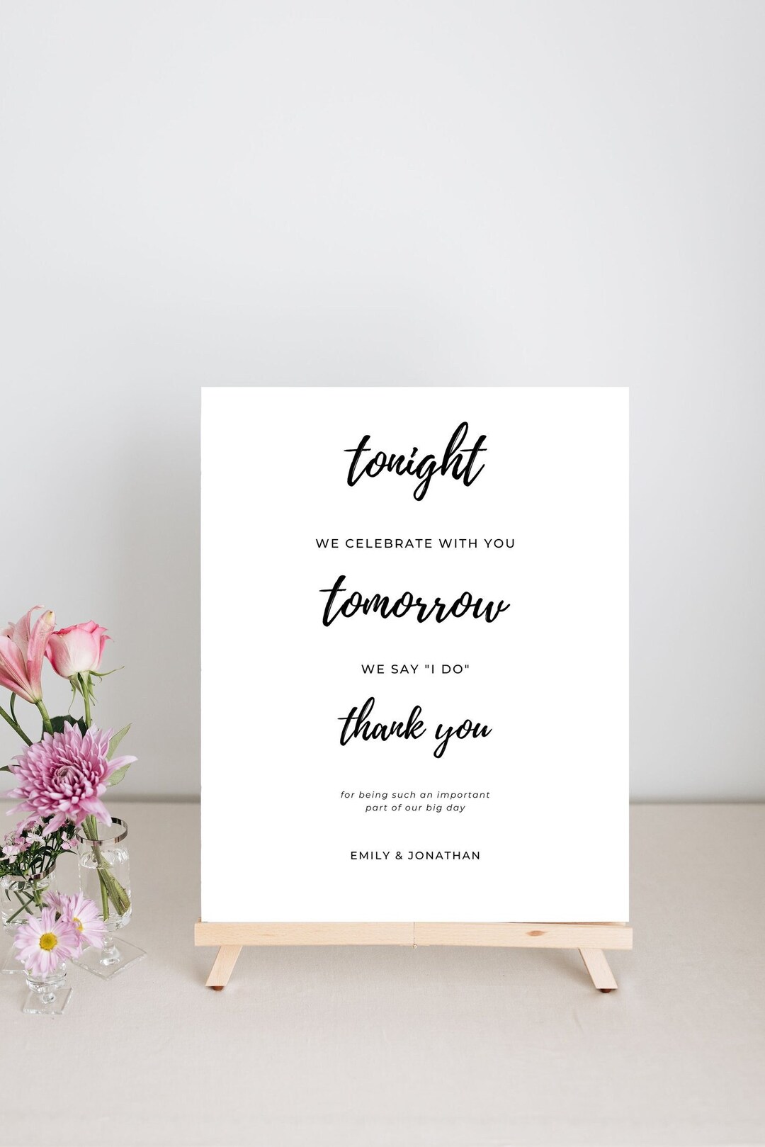 Wedding Rehearsal Dinner Sign Template, DIY Wedding Welcome Entrance ...