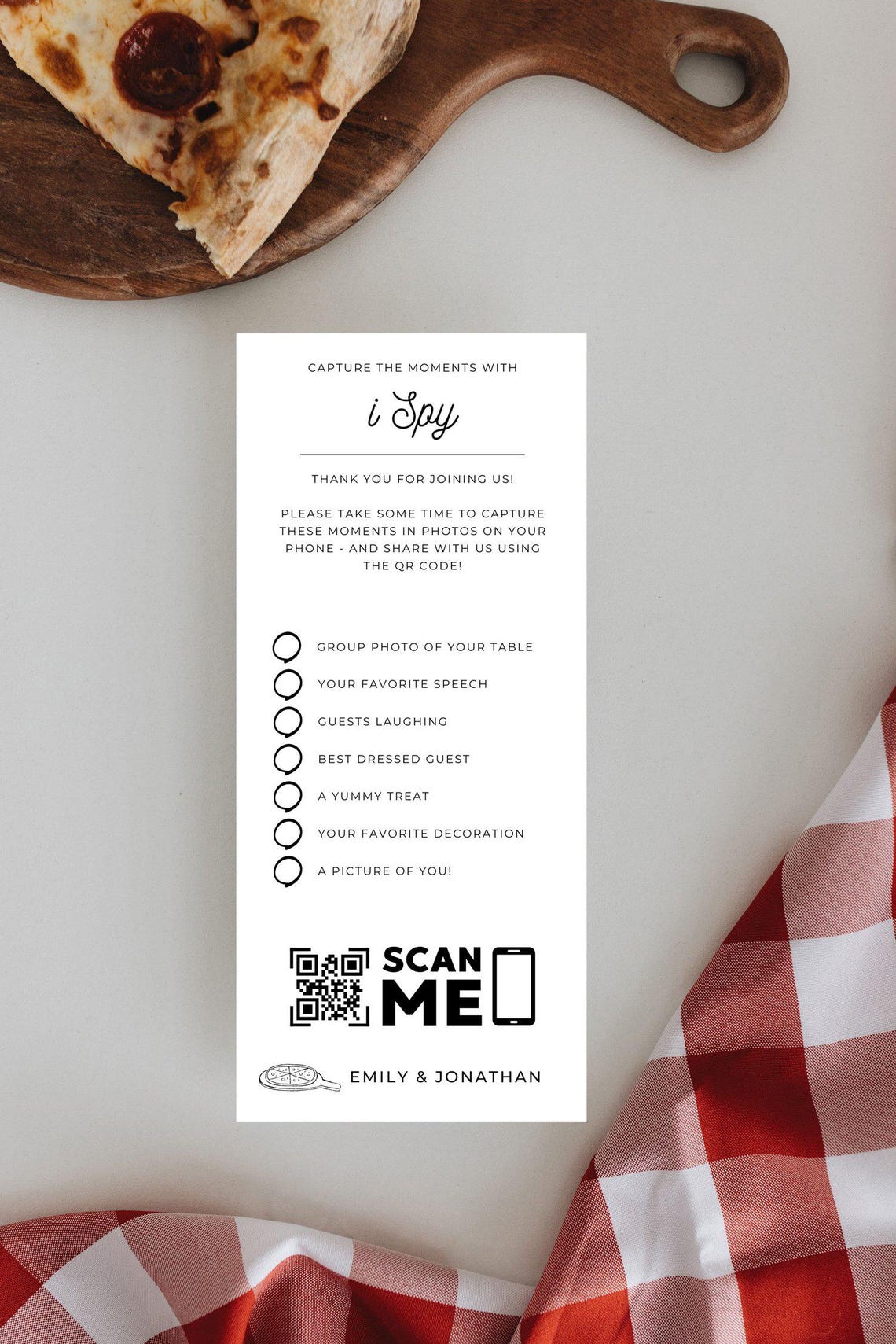 Wedding Rehearsal Dinner I Spy Game, Informal Pizza Party, Wedding ...