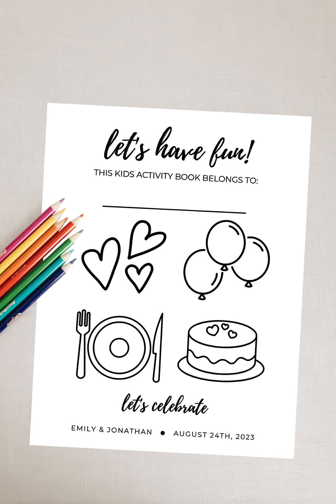 Wedding Kids Activity Book, Printable Wedding Coloring Book, Kids ...