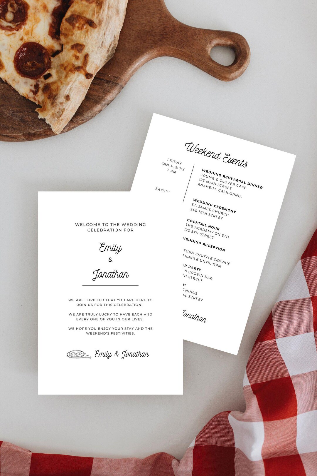 Wedding Weekend Itinerary Template, Rehearsal Dinner Timeline, DIY ...