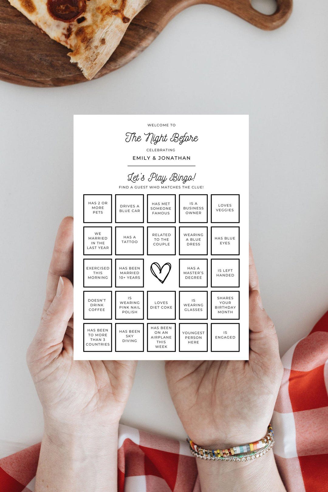 Wedding Rehearsal Dinner Bingo Card, Editable Wedding Place Setting ...