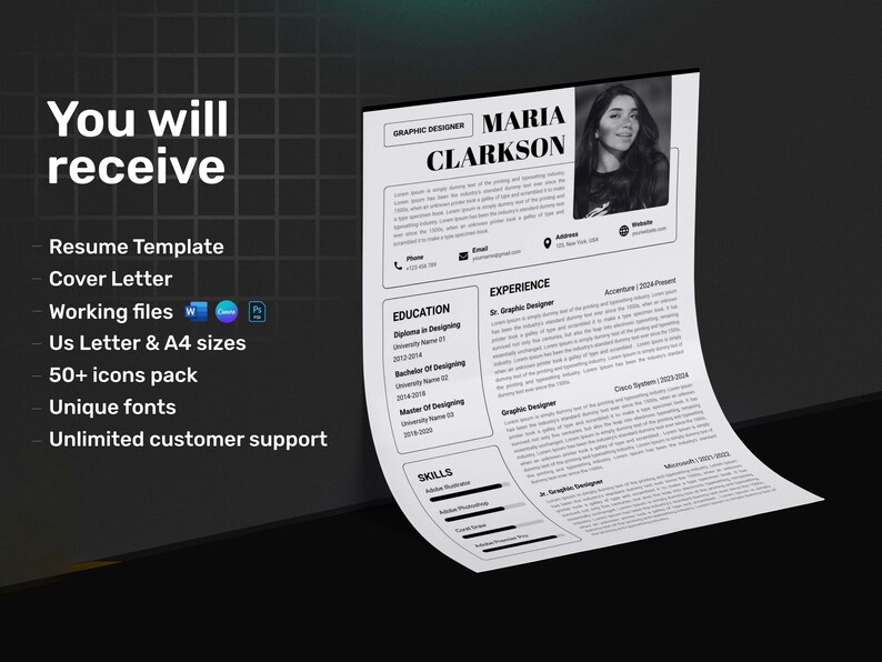 Senior Professional Resume Template, Editable Expert CV for Career ...