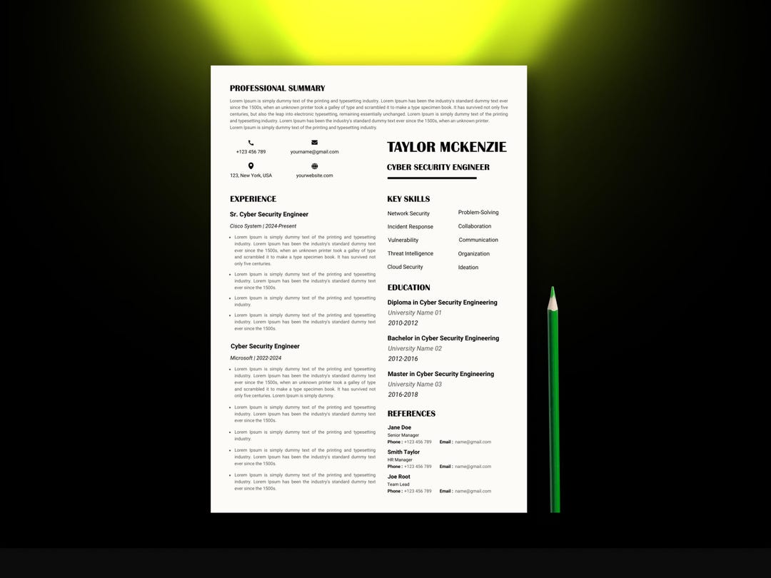 Modern ATS Resume Template, Editable Two-page CV for Professionals, Job ...