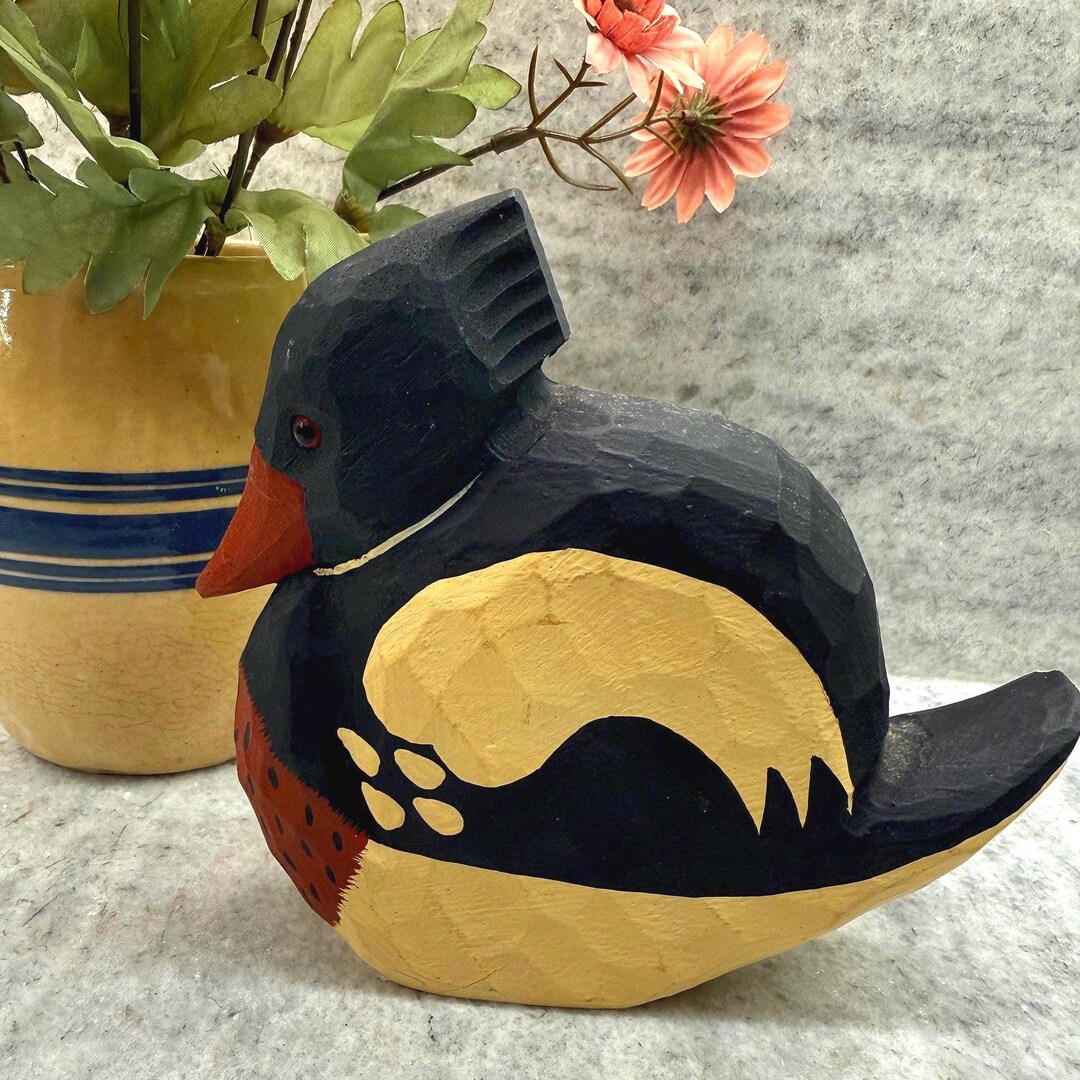 Vintage James Haddon Hand Carved Wood Duck Figurine – Country Cottage ...