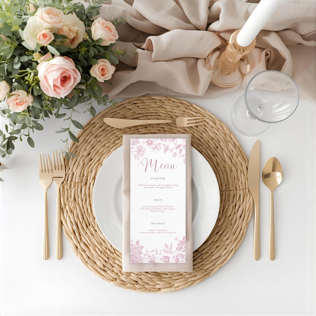 Editable Menu Template | 5x7” - 4x9” Pastel Floral | Baby Shower ...