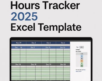 Work Hours Tracker 2025 | Excel Timesheet With Calendar & Holidays ...