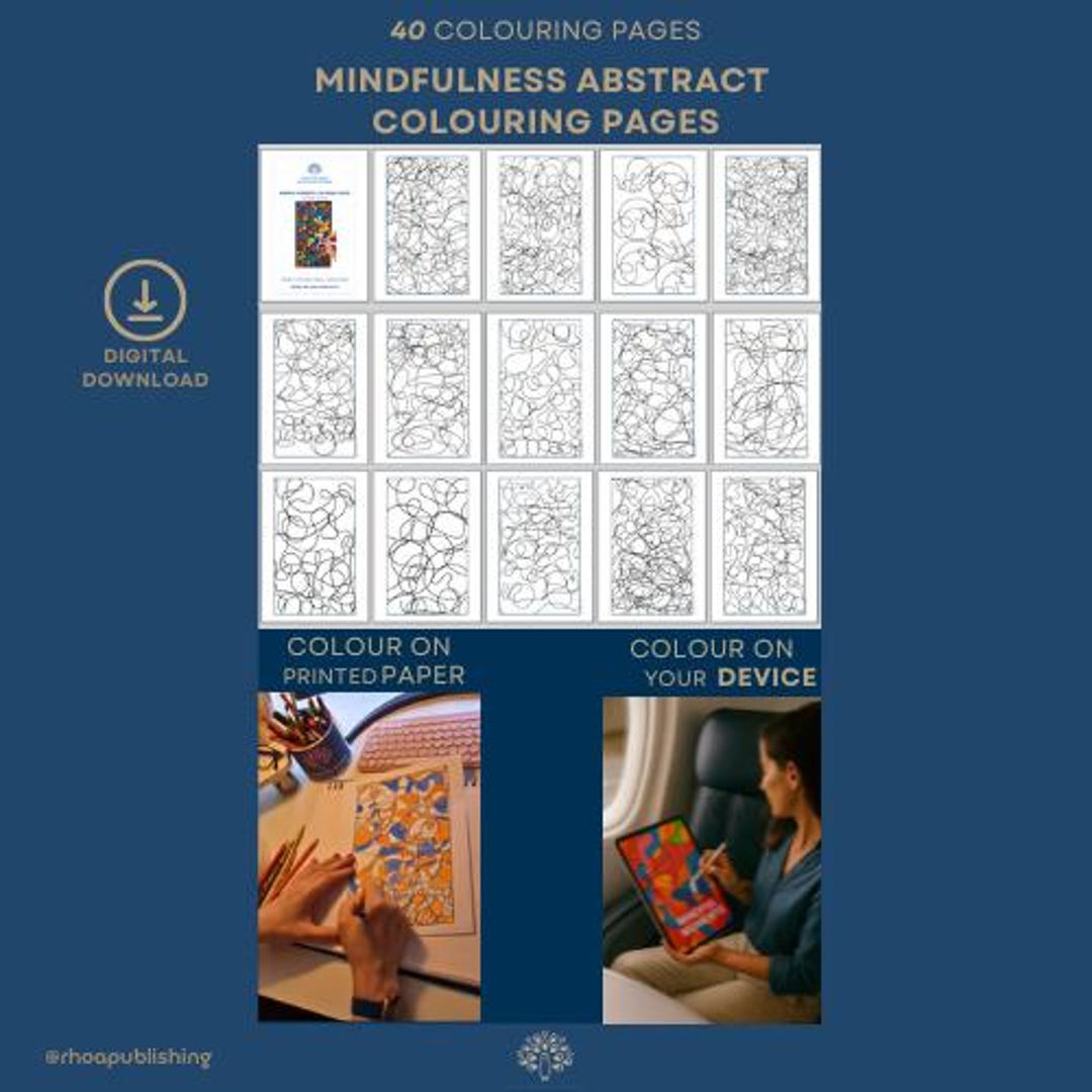Abstract Coloring Book: 40 Mindful Designs for Stress Relief (digital ...