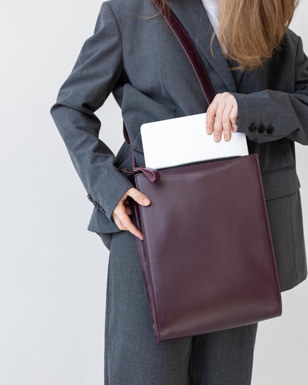 Leather iPad Bag for Women, Crossbody Tablet Bag, Business Office Work ...