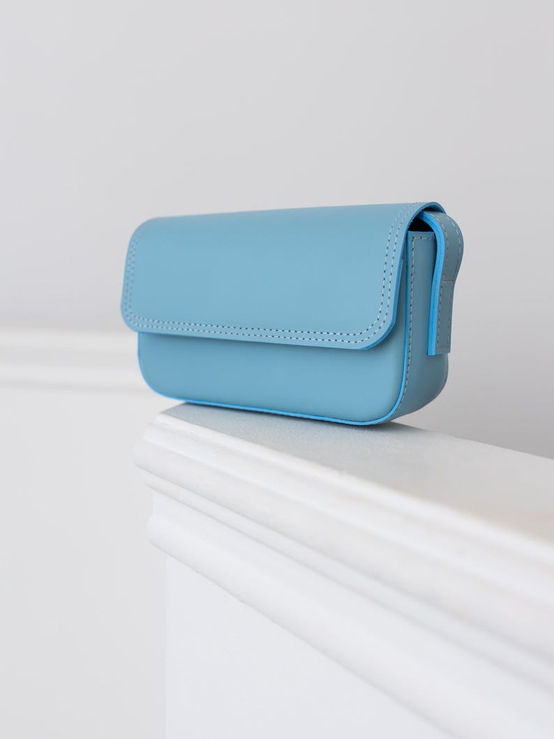 Small Leather Crossbody, Light Blue Mini Bag, Women Casual Purse - Etsy