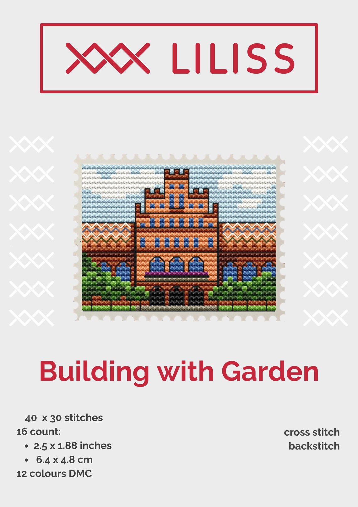 Mini Cross Stitch Pattern – Historic Building With Garden | Instant PDF ...