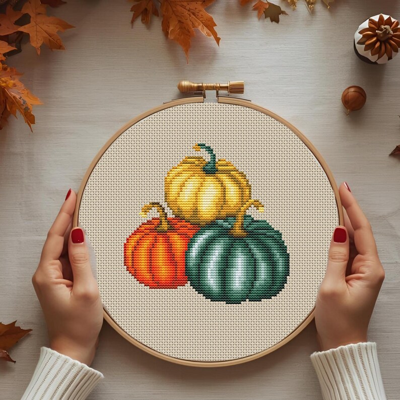Pumpkins Cross Stitch Pattern: Autumn Fall Embroidery (PDF Download) - Etsy