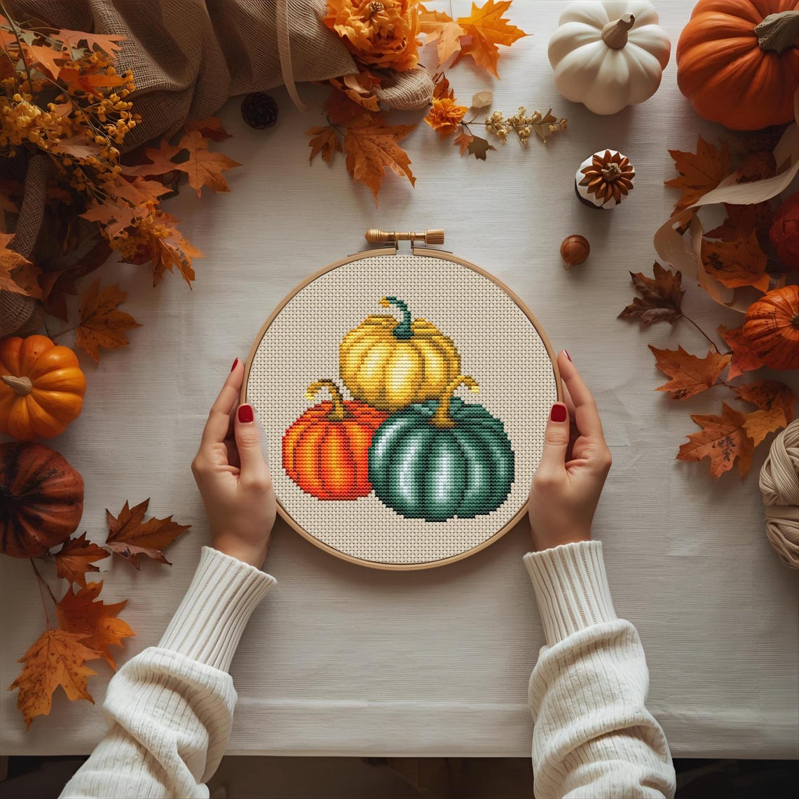 Pumpkins Cross Stitch Pattern: Autumn Fall Embroidery (PDF Download) - Etsy