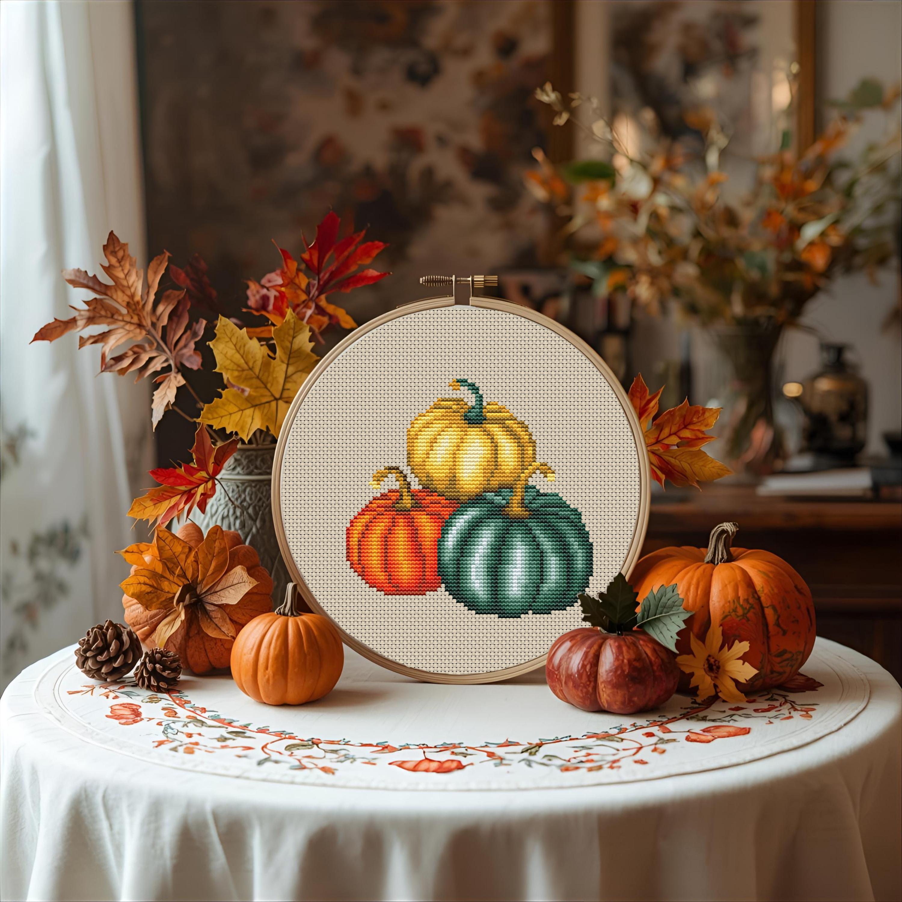 Pumpkins Cross Stitch Pattern: Autumn Fall Embroidery (PDF Download) - Etsy