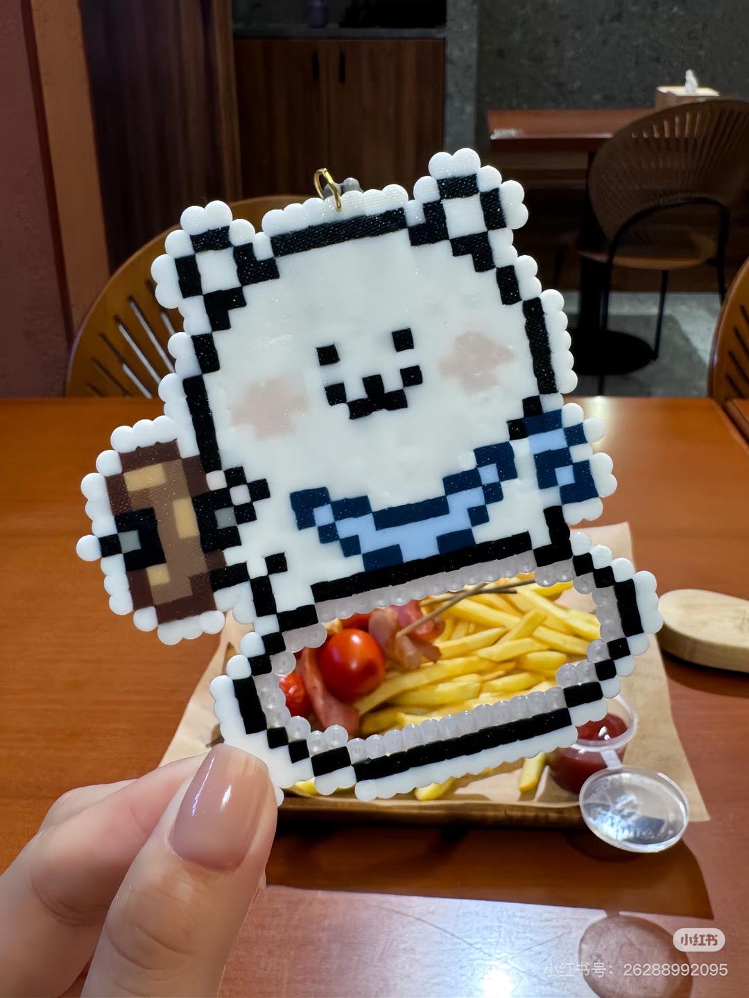 White Bear (joke Bear) Perler Bead Keychain – Handmade Kawaii Pixel ...