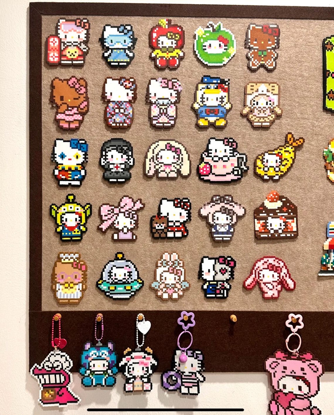 Hello Kitty Perler Bead Keychain/magnets – Handmade Kawaii Pixel Art ...