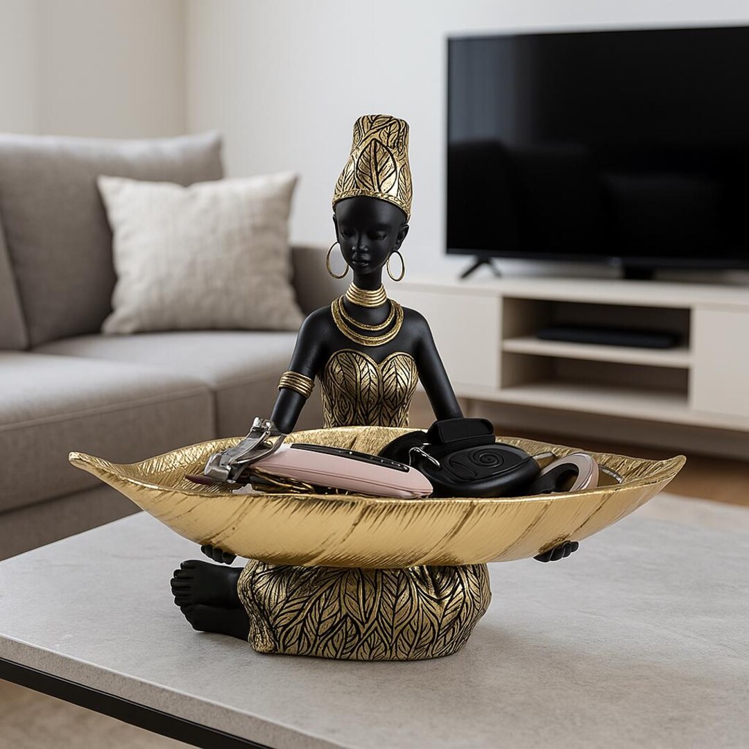 African Woman Valet Tray – Afro-chic Decorative Figurine Organizer ...