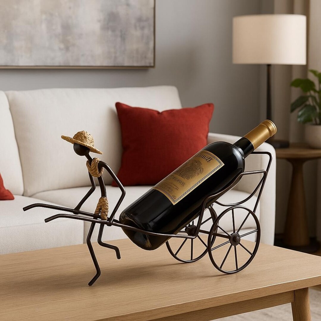 Vintage Metal Tricycle Wine Holder – Handmade Iron Bottle Rack Bar ...