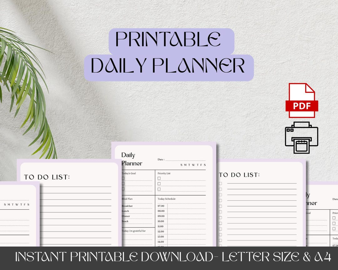 Simple Beige Daily Schedule Planner, Printable PDF, Daily Organizer ...