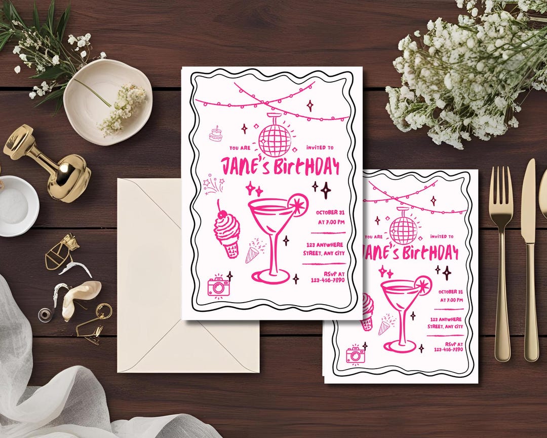 Fun Birthday Invitation Card: Printable PDF Template - Etsy