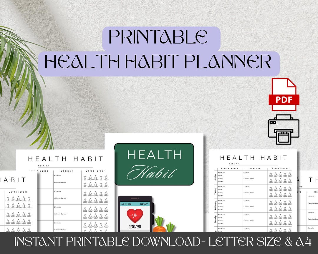 Simple Weekly Health Habit Tracker Planner | PDF Printable to Reach ...