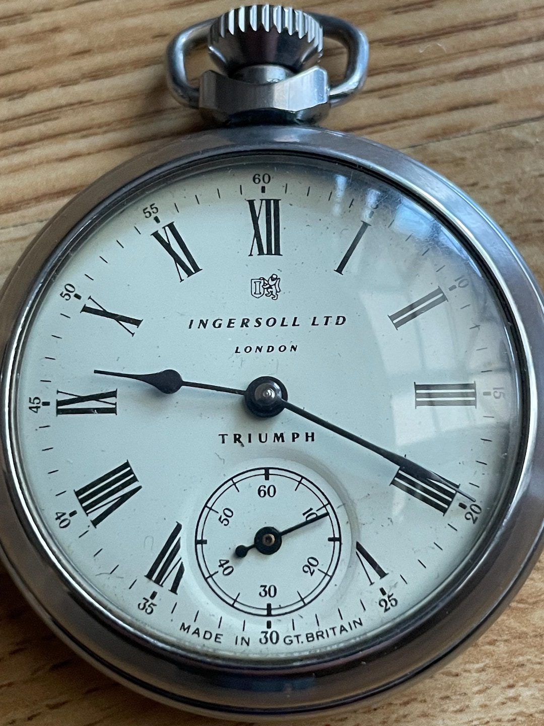 Vintage Ingersoll Triumph Pocket Watch With Black Roman Numerals - Etsy