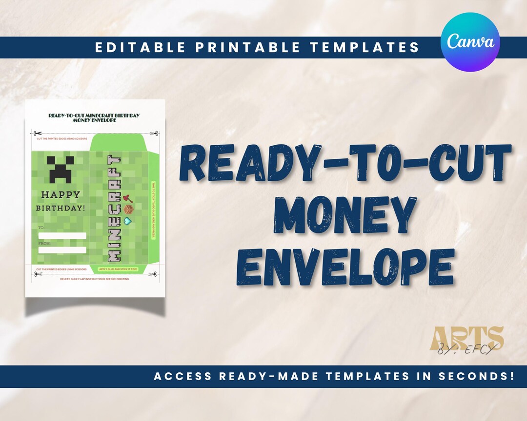 Minecraft-themed Birthday Money Envelope - Etsy